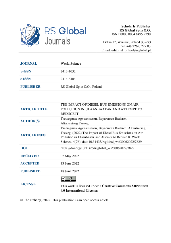 (PDF) Diesel Bus Emissions and Air Pollution in Ulaanbaatar