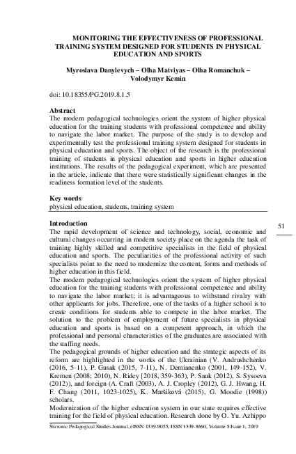 (PDF) Monitoring the Effectiveness of Professional Training System ...