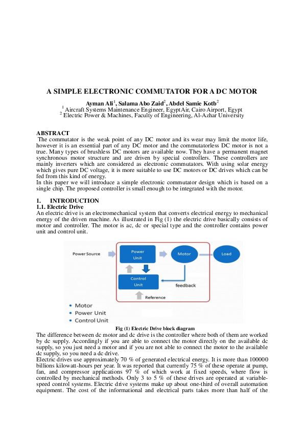 (PDF) A Simple Electronic Commutator for a DC Motor