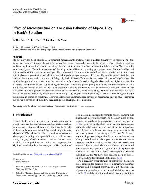 Pdf Effect Of Microstructure On The Corrosion Behavior Of 6 Cr White Iron Alloyed With Mn And Cu