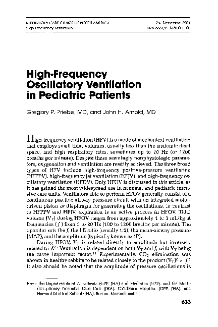 (PDF) High-frequency oscillatory ventilation in pediatric respiratory ...