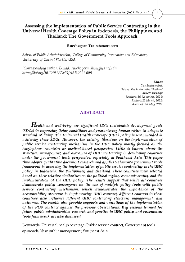 Pdf Assessing The Implementation Of Public Service Contracting In The 9054