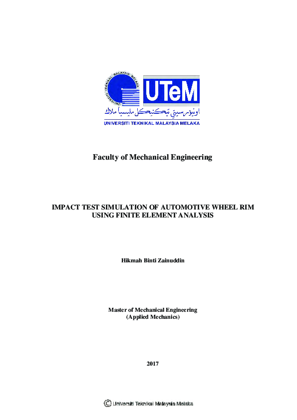 Pdf Impact Test Simulation Of Automotive Wheel Rim Using Finite Element Analysis