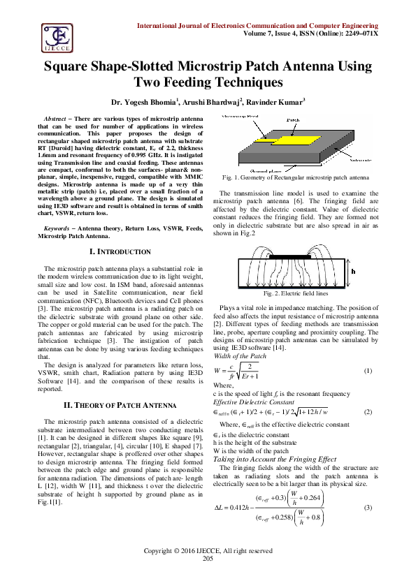 (PDF) Square Shape-Slotted Microstrip Patch Antenna Using Two Feeding Techniques
