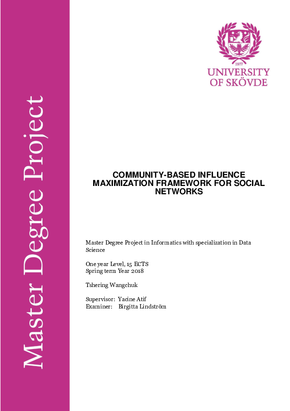 (PDF) Community-based Influence Maximization framework for Social Networks