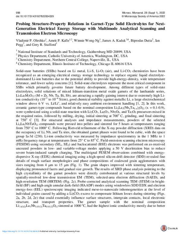 (PDF) Probing Structure-Property Relations in Garnet-Type Solid ...