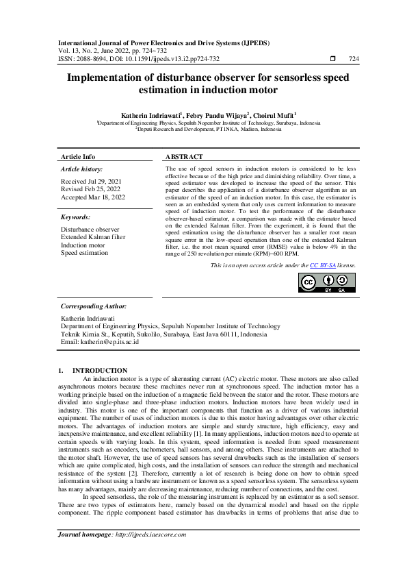 (PDF) Implementation of disturbance observer for sensorless speed ... (PDF) Implementation of disturbance observer for sensorless speed ...