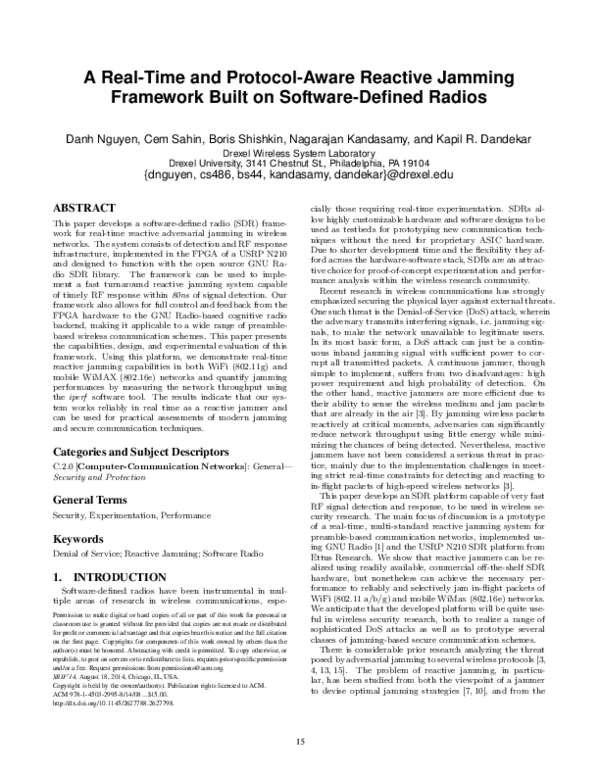 Pdf A Real Time And Protocol Aware Reactive Jamming Framework Built