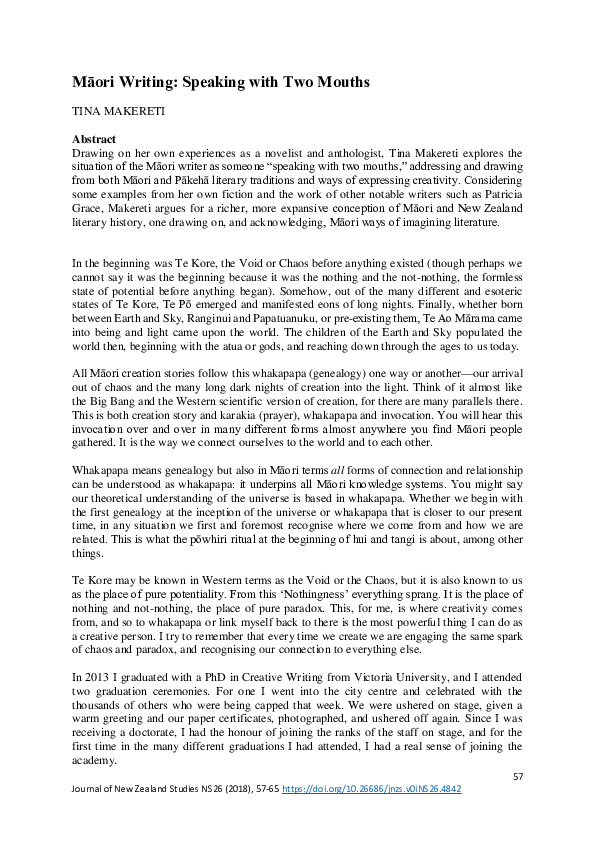 (PDF) Maori Writing: Speaking with Two Mouths