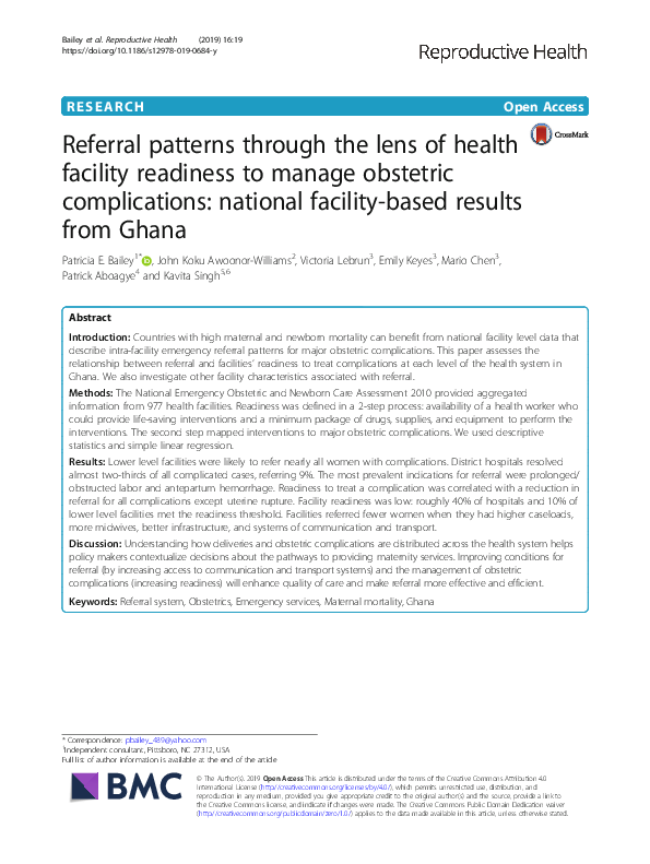 (PDF) Referral patterns through the lens of health facility readiness ...