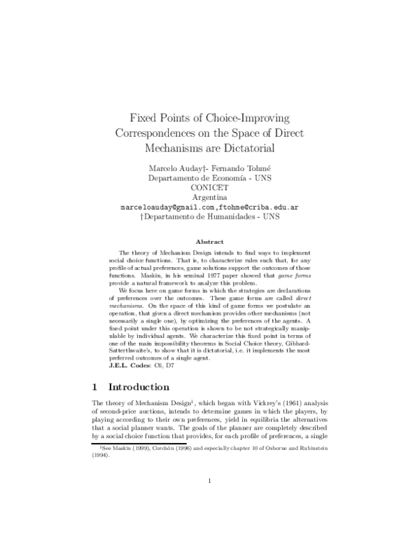 (PDF) Fixed Points of Choice-Improving Correspondences on the Space of ...