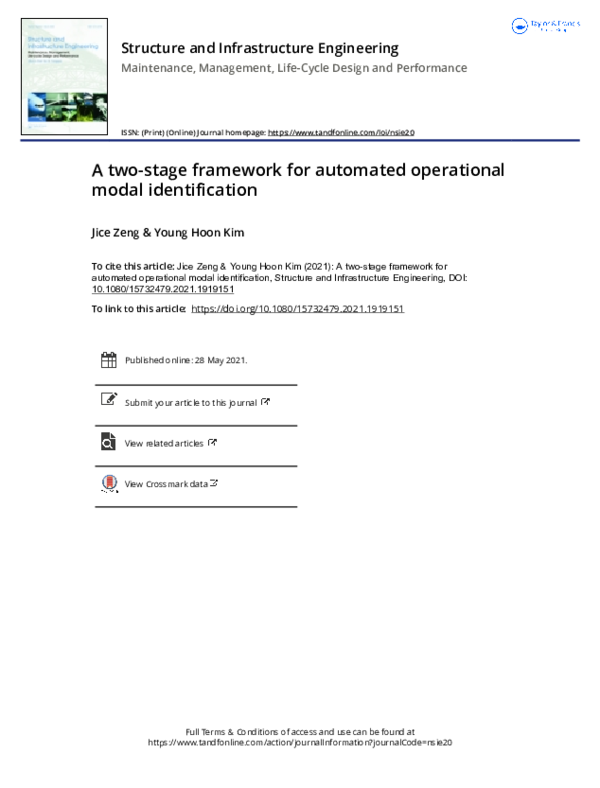 Pdf A Two Stage Framework For Automated Operational Modal