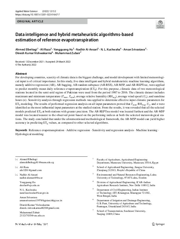 (PDF) Data intelligence and hybrid metaheuristic algorithms-based estimation of reference ...