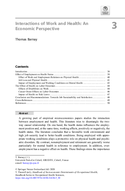 (PDF) Interactions of Work and Health: An Economic Perspective