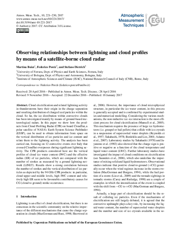 (PDF) Observing relationships between lightning and cloud profiles by ...