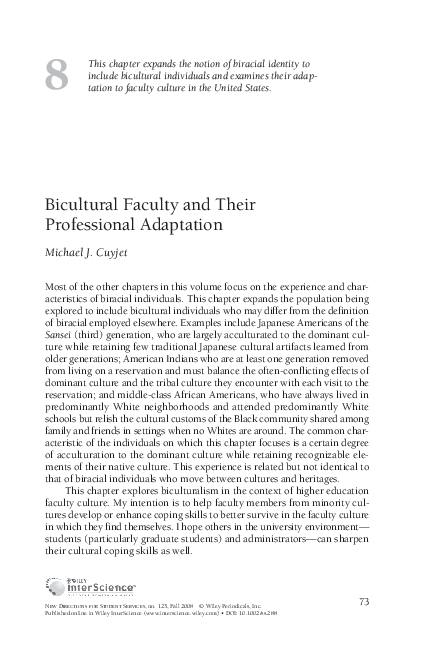 (PDF) Bicultural faculty and their professional adaptation