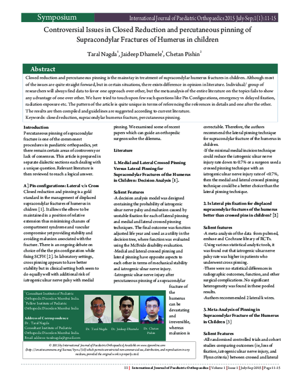 (PDF) Controversial Issues in Closed Reduction and percutaneous pinning ...