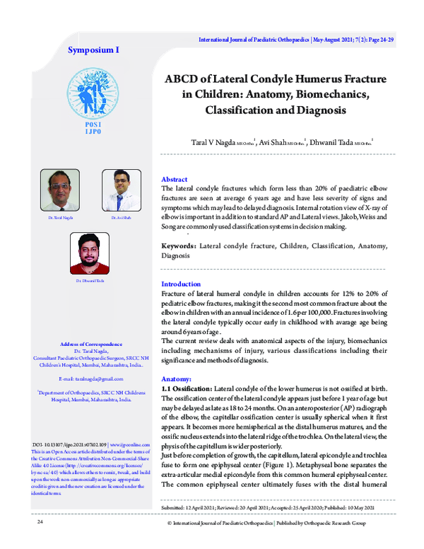 (PDF) ABCD of Lateral Condyle Humerus Fracture in Children: Anatomy ...