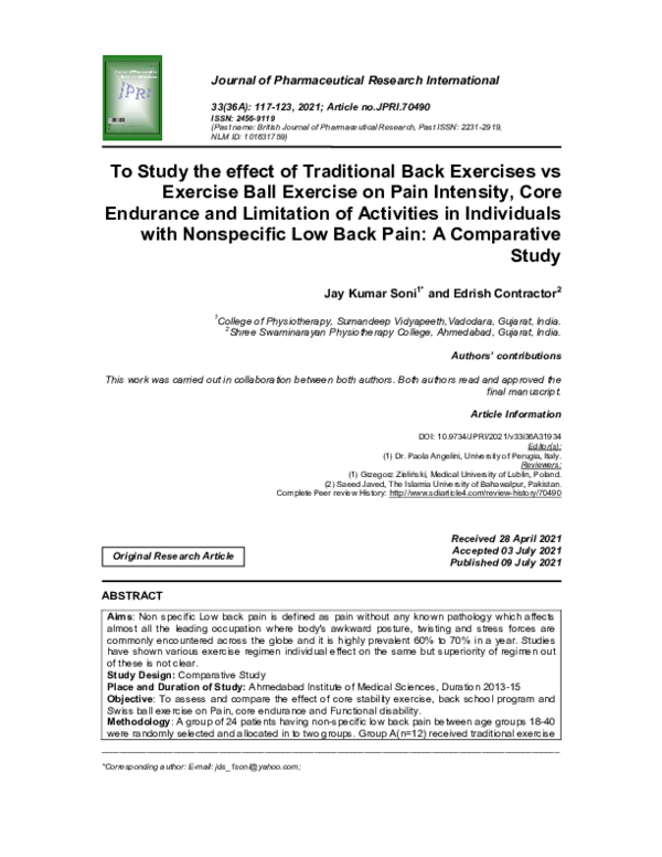 (PDF) To Study the effect of Traditional Back Exercises vs Exercise ...