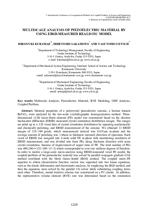 (PDF) Multiscale analysis of piezoelectric material by using EBSD-measured realistic model