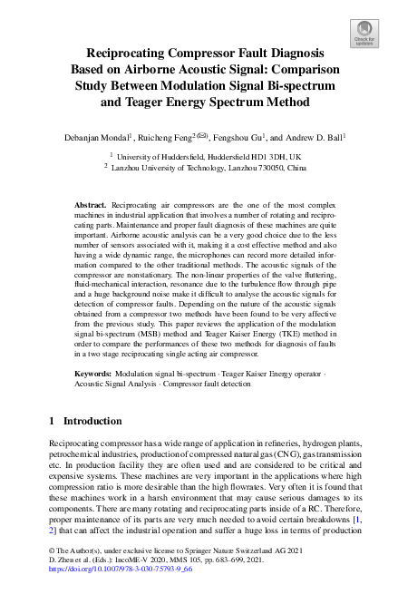 Pdf Reciprocating Compressor Fault Diagnosis Based On Airborne Acoustic Signal Comparison