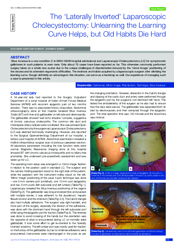 (PDF) The ‘Laterally Inverted’ Laparoscopic Cholecystectomy: Unlearning ...