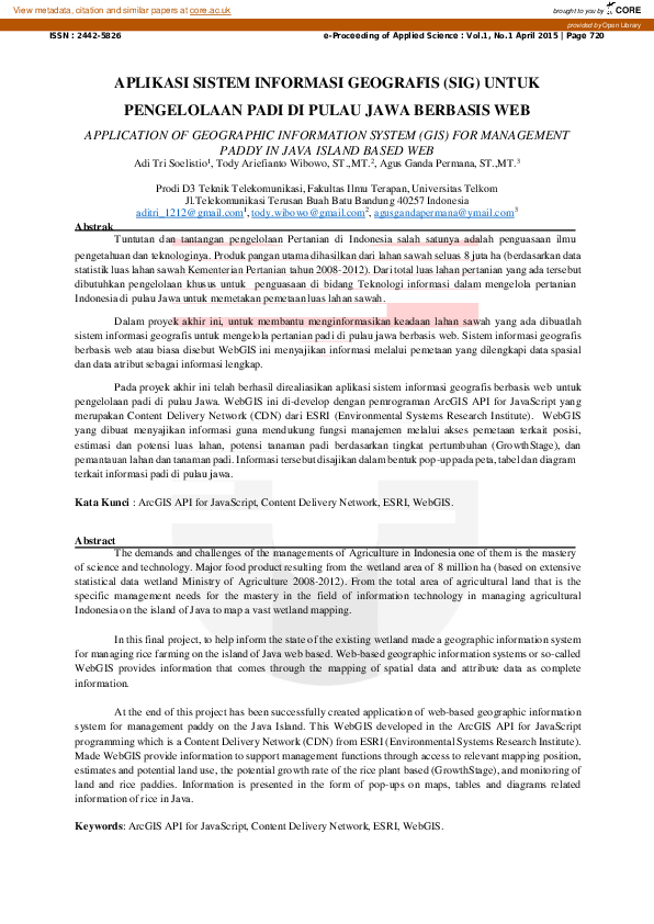 (PDF) Aplikasi Sistem Informasi Geografis (SIG) Untuk Pengelolaan Padi di Pulau Jawa Berbasis Web