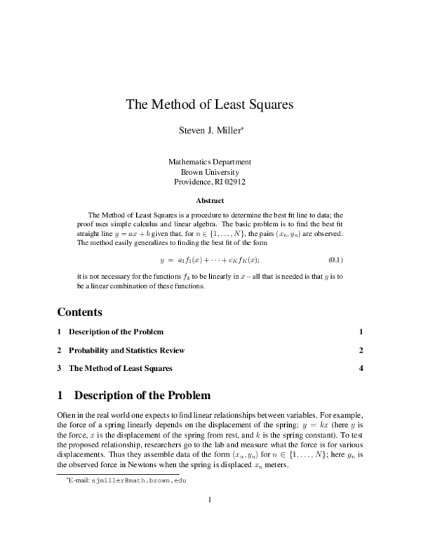 (PDF) The Method of Least Squares