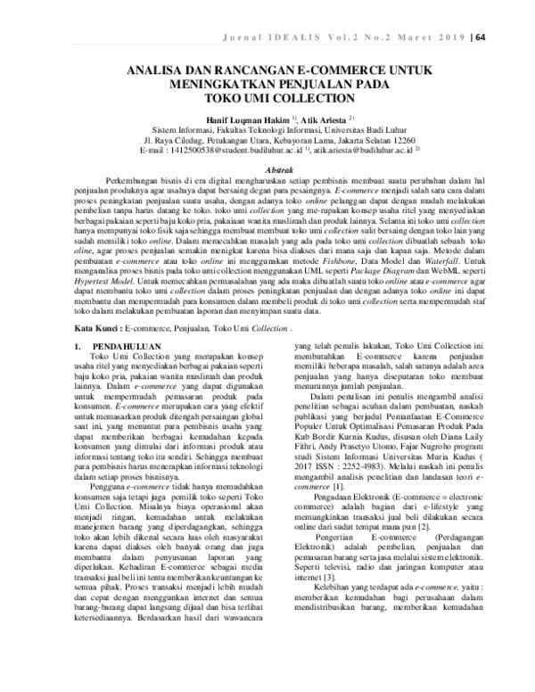 (PDF) Analisa Dan Rancangan E-Commerce Untuk Meningkatkan Penjualan Pada Toko Umi Collection