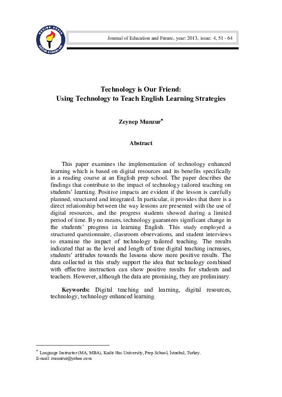 (PDF) Technology is Our Friend: Using Technology to Teach English ...