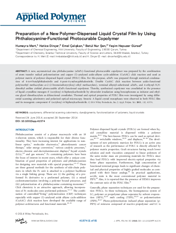 (PDF) Preparation of a new polymer-dispersed liquid crystal film by ...