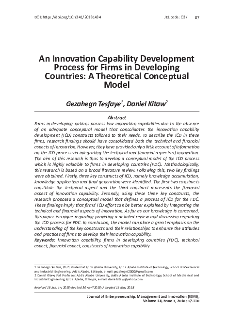 (PDF) An Innovation Capability Development Process for Firms in ...