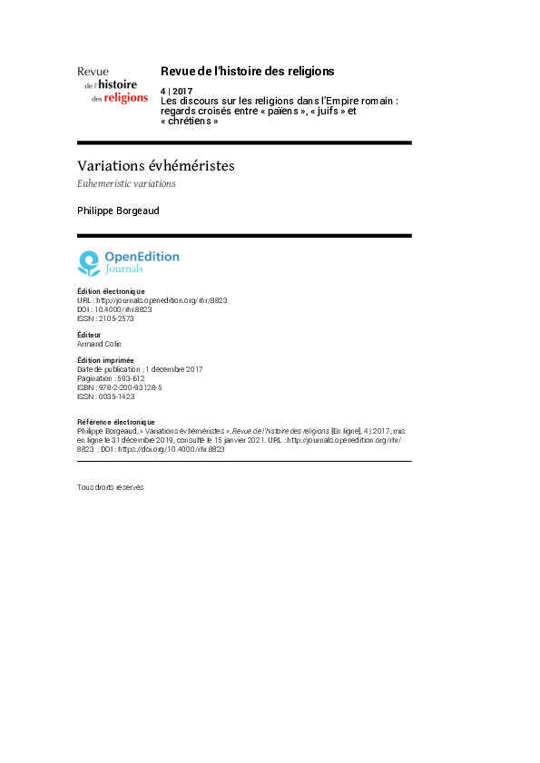 (PDF) Variations évhéméristes