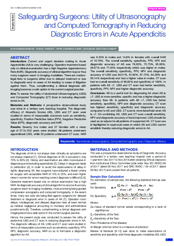 (PDF) Safeguarding Surgeons: Utility of Ultrasonography and Computed Tomography in Reducing ...