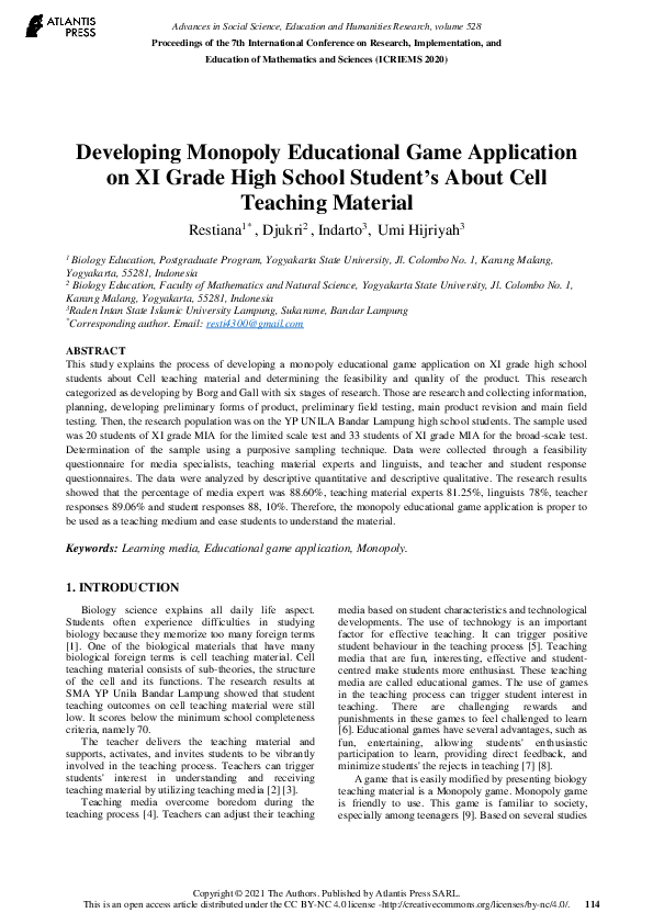 (PDF) Developing Monopoly Educational Game Application on XI Grade High ...