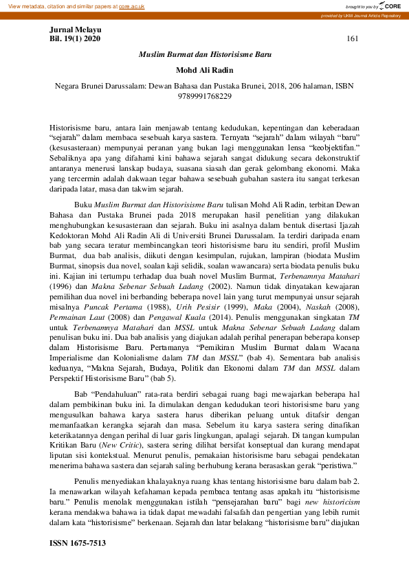 (PDF) Muslim Burmat dan historisisme baru