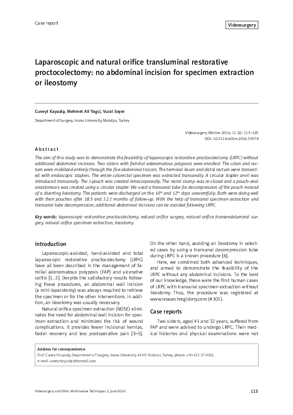 (PDF) Laparoscopic and natural orifice transluminal restorative ...