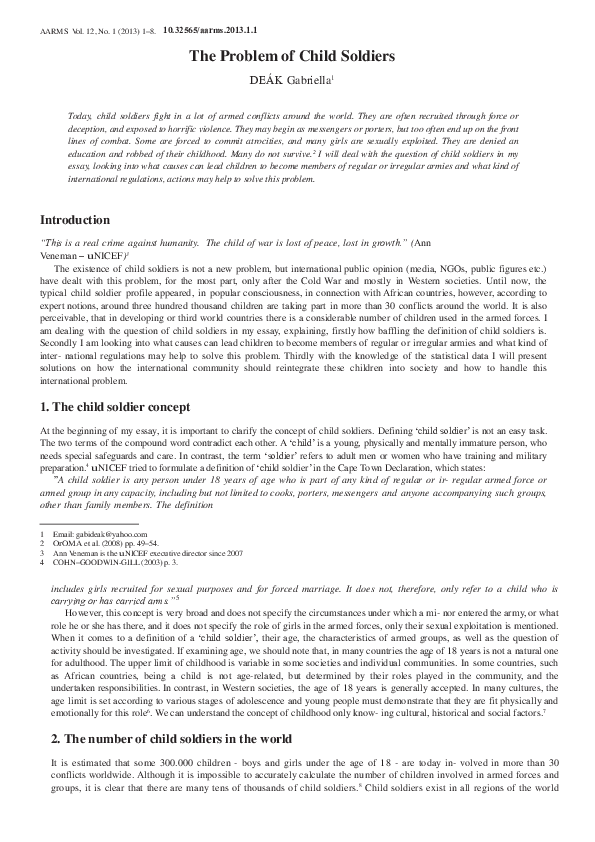 (PDF) The Problem of Child Soldiers