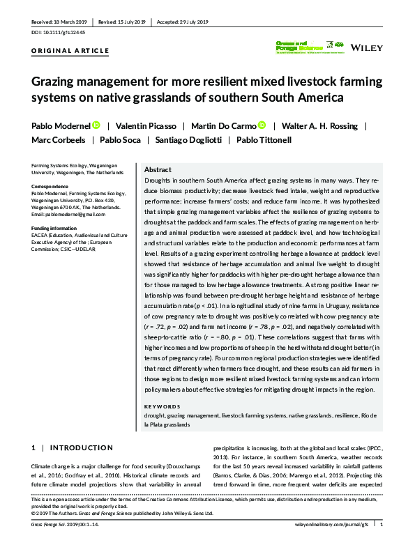 (PDF) Grazing management for more resilient mixed livestock farming ...