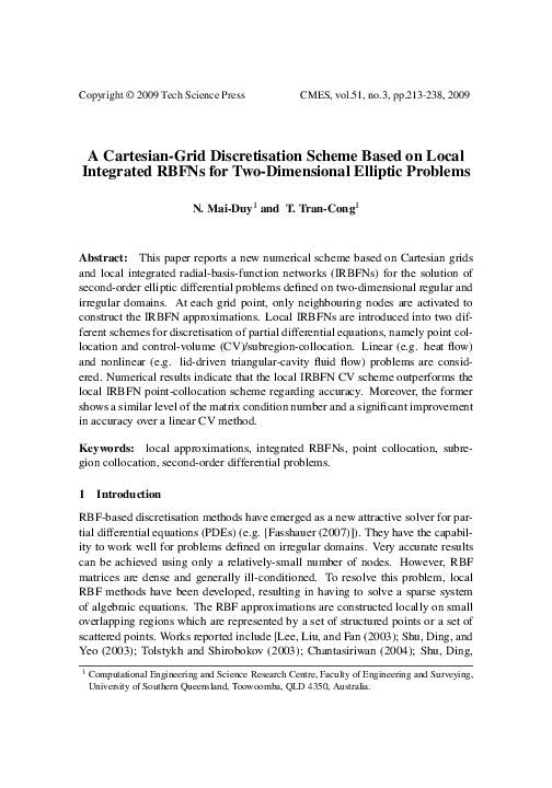 Pdf A Cartesian Grid Discretisation Scheme Based On Local Integrated Rbfns For Two Dimensional