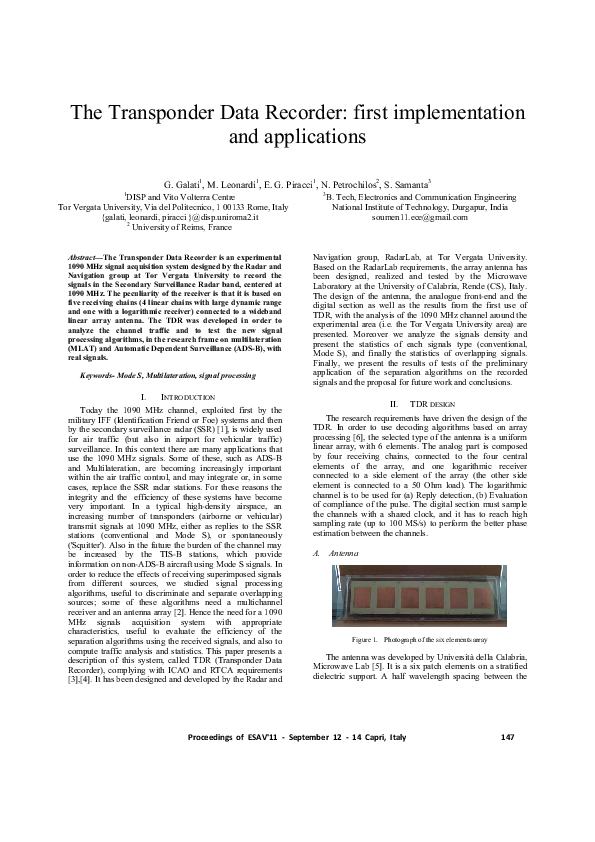 (PDF) The Transponder Data Recorder: first implementation and applications