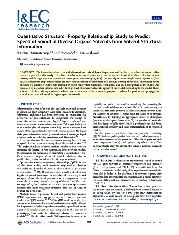 Pdf Quantitative Structure Property Relationship Qspr Models For Predicting The