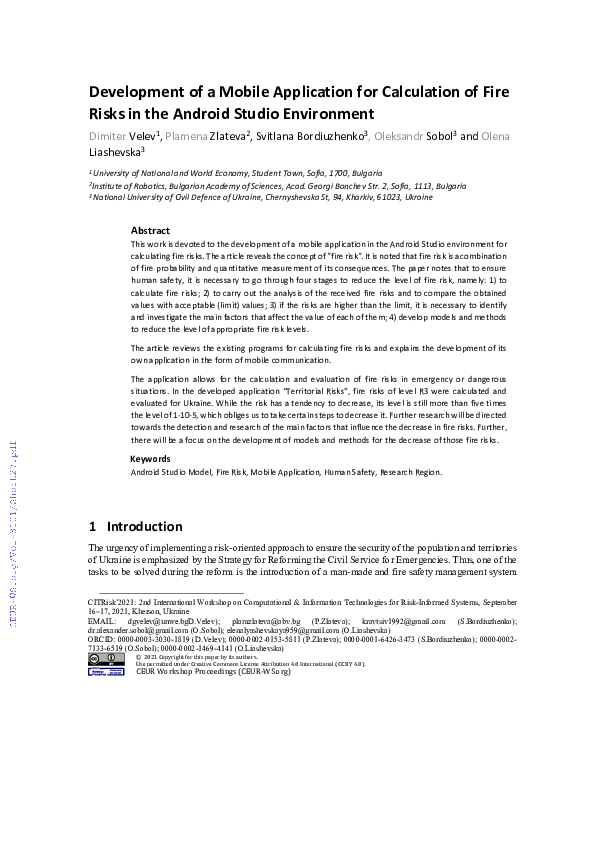 (PDF) Development of a mobile application for calculation of fire risks ...