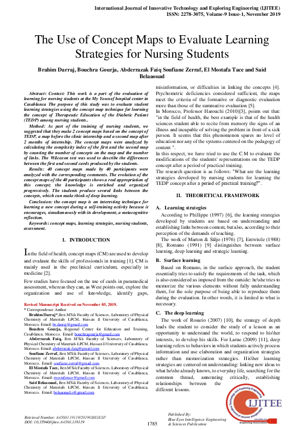 (PDF) The Use of Concept Maps to Evaluate Learning Strategies for Nursing Students