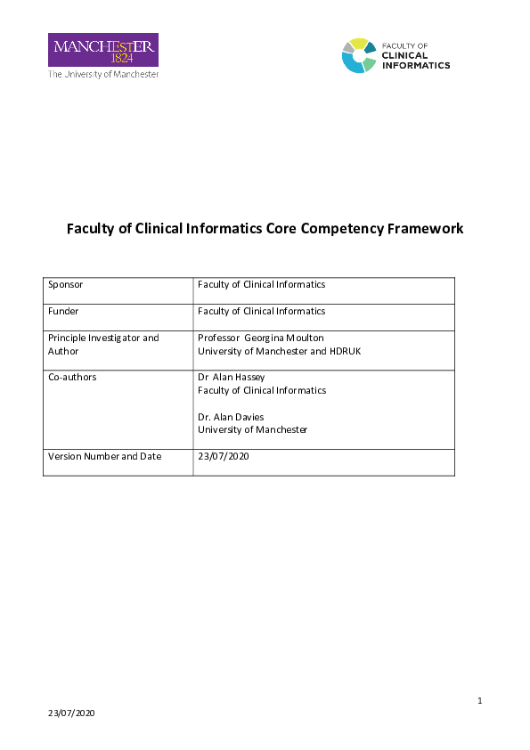 (PDF) Faculty of Clinical Informatics Core Competency Framework