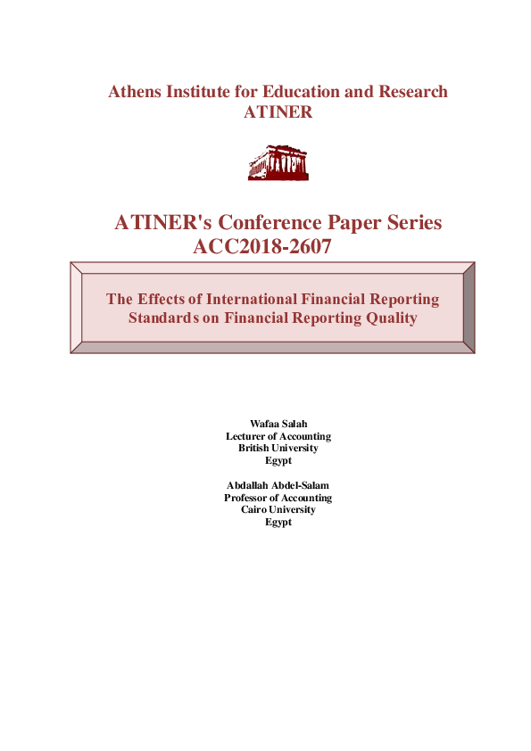 (PDF) The Effects of International Financial Reporting Standards on Financial Reporting Quality