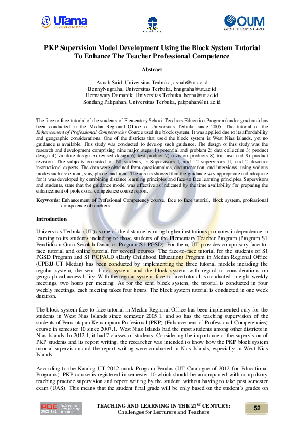 (PDF) PKP Supervision Model Development Using the Block System Tutorial to Enhance the Teacher ...