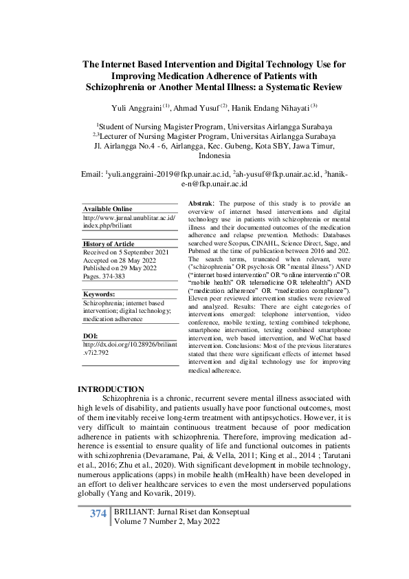 (PDF) The Internet Based Intervention and Digital Technology Use for Improving Medication ...