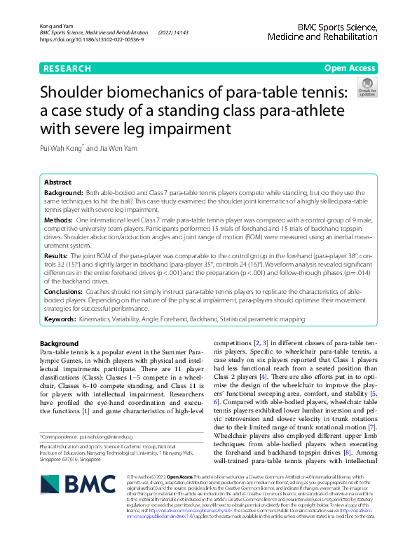 (PDF) Shoulder biomechanics of para-table tennis: a case study of a ...