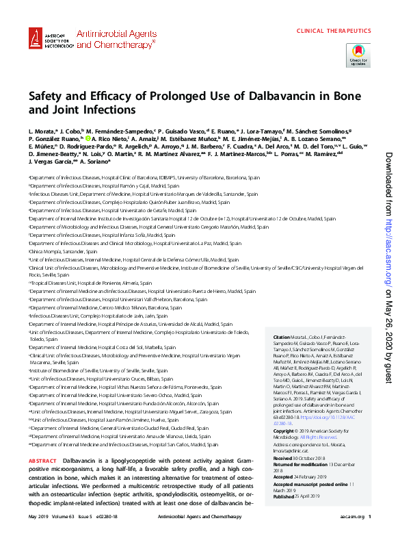 (PDF) Safety and Efficacy of Prolonged Use of Dalbavancin in Bone and ...